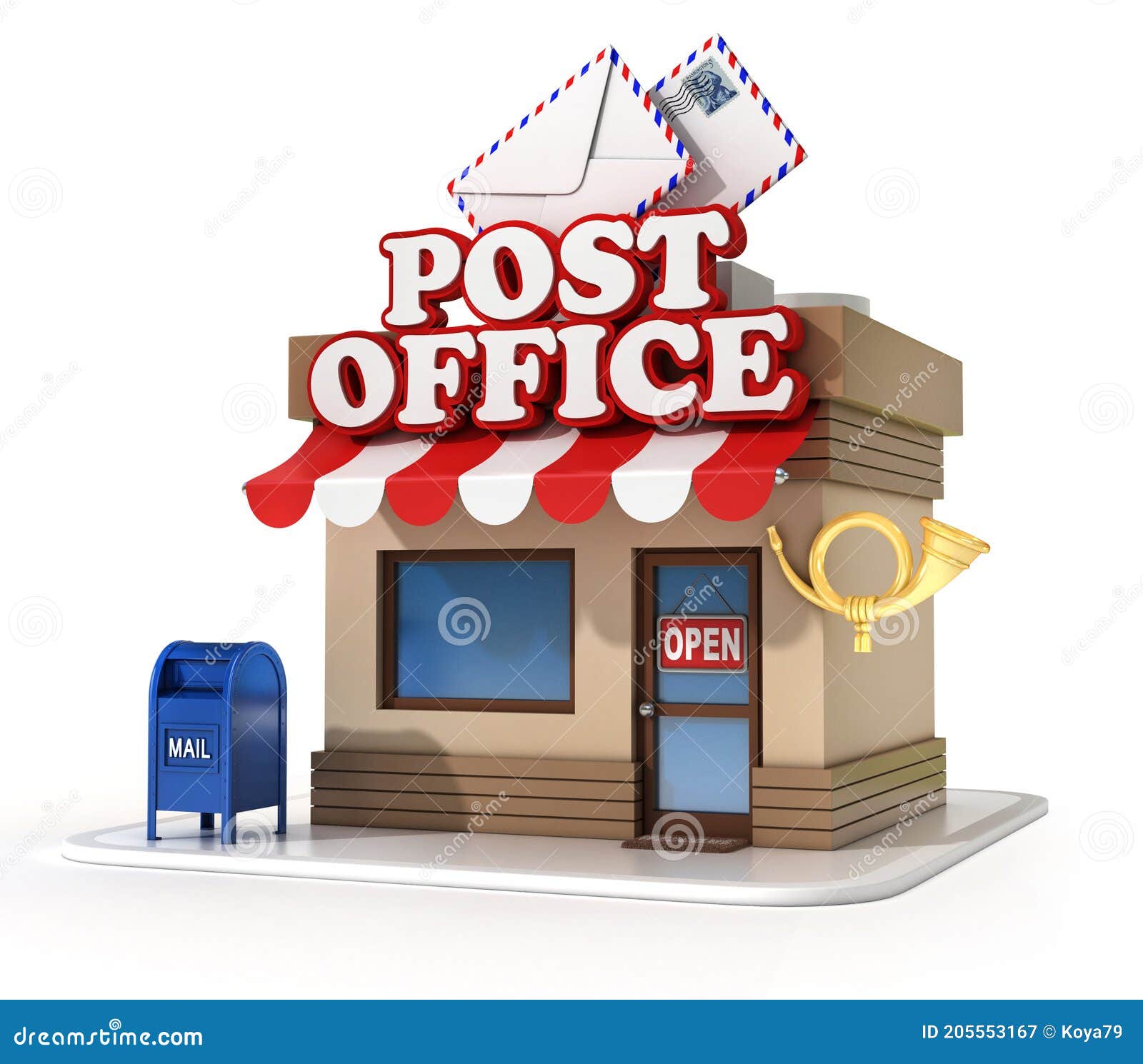 Post Office on White Background 3d Rendering Stock Illustration ...