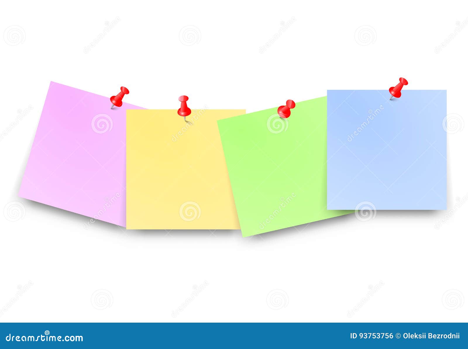 Post Papers with Red Pin Set Blank Text Place Stock Vector ...