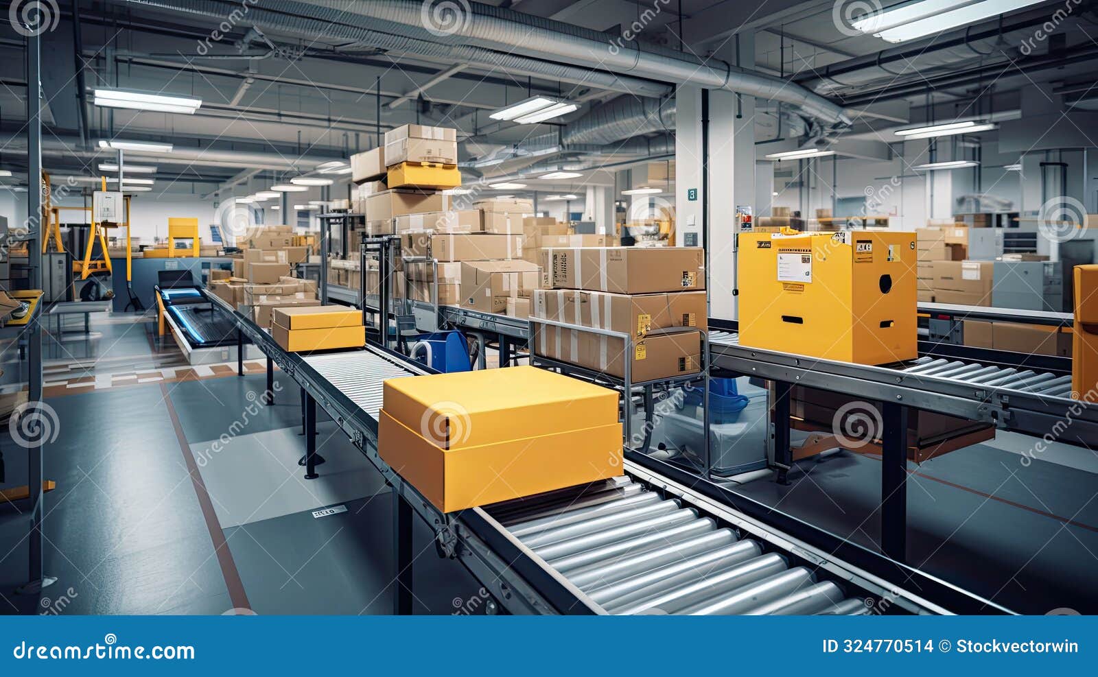 Parcel On The Conveyor. The Concept Of Automatic, Generative AI Stock ...