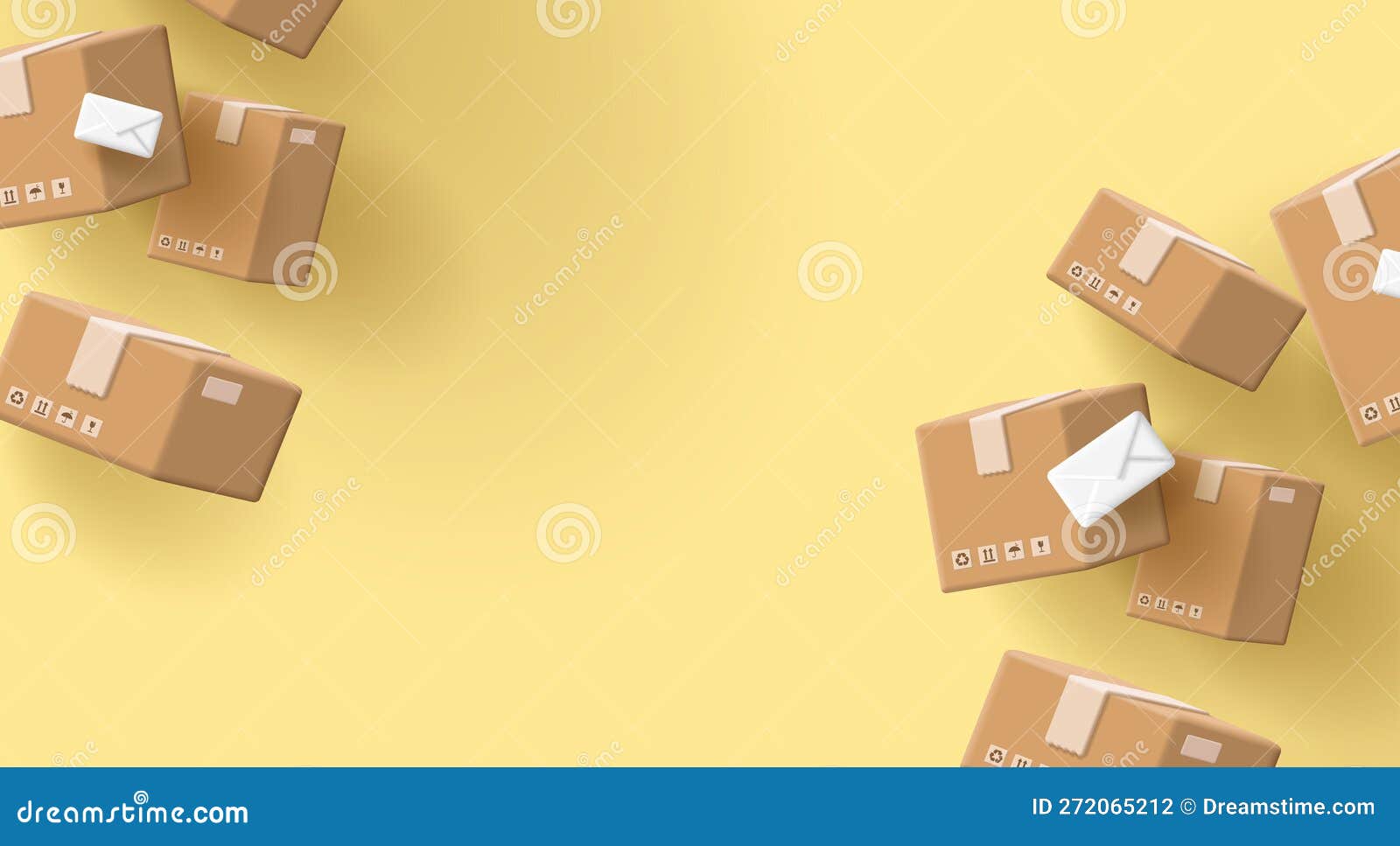 Post Parcels and Envelopes Hanging in the Air. Mail Delivery Concept ...