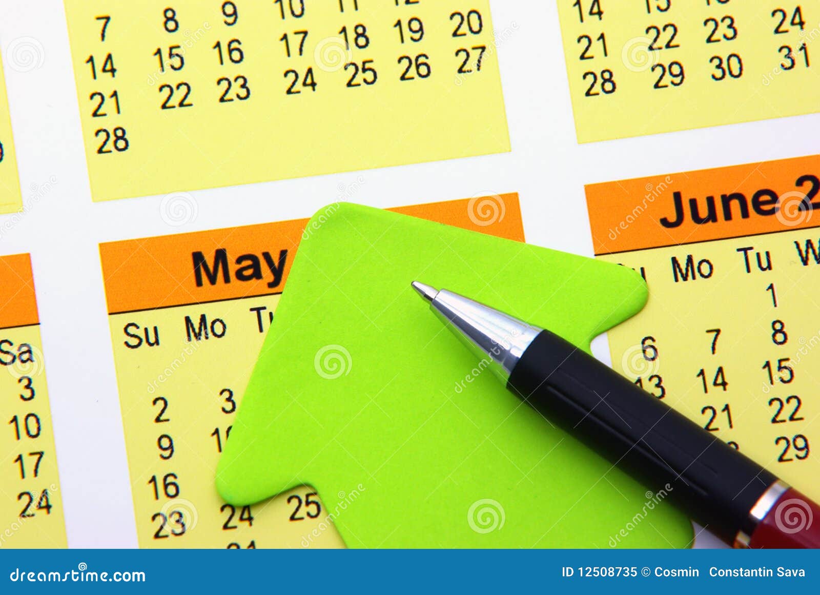 Post it and Pen on Calendar Stock Image - Image of checklists, boards ...