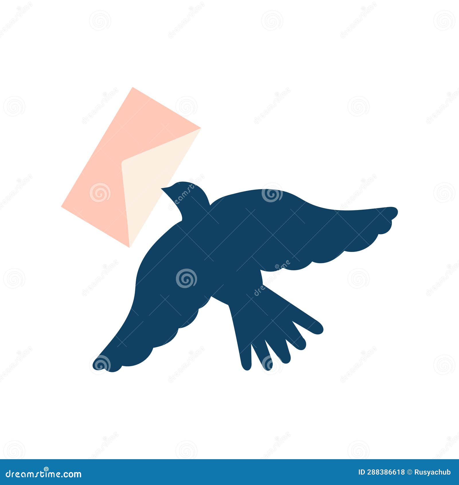 Concepts of Development of Communications. a Blue Carrier Pigeon with a ...