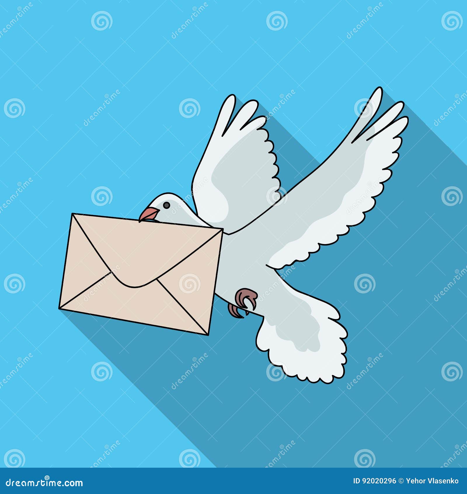Pigeon Fly With Mail Icon, Simple Style Cartoon Vector | CartoonDealer ...