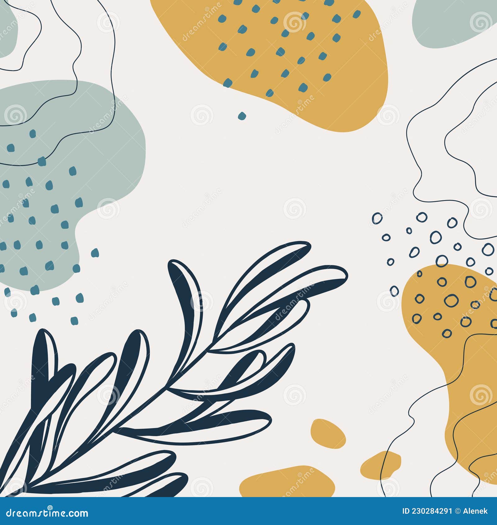 Background with Organic Shapes, Leaves, Plants. Modern Trendy Vector ...