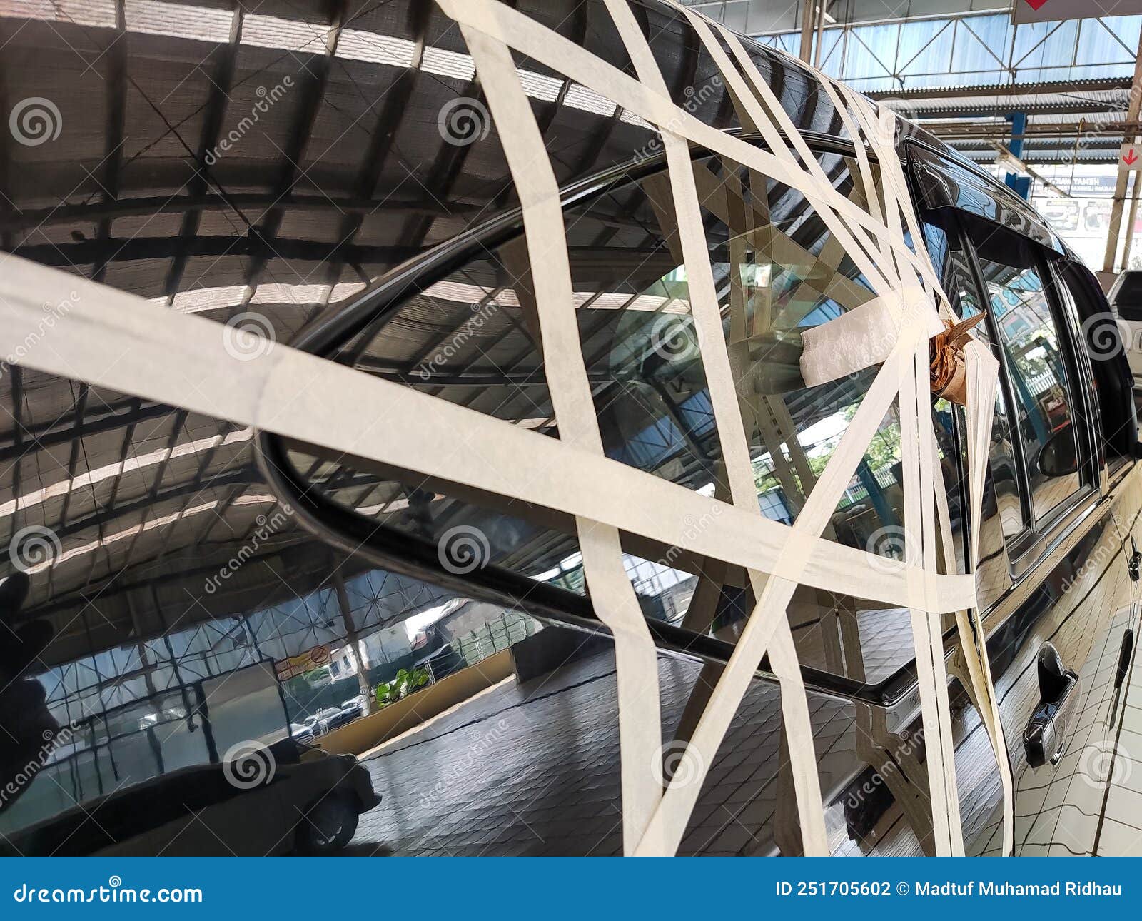 Post Process after Replacing a New Glass of a Car by Adding Tapes on it ...