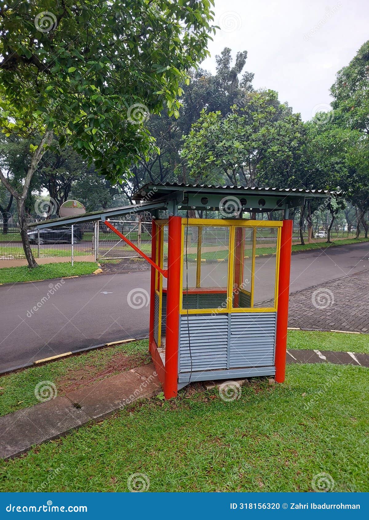 Post Security Guard in the Corner of a Park in Housing Complex. Stock ...