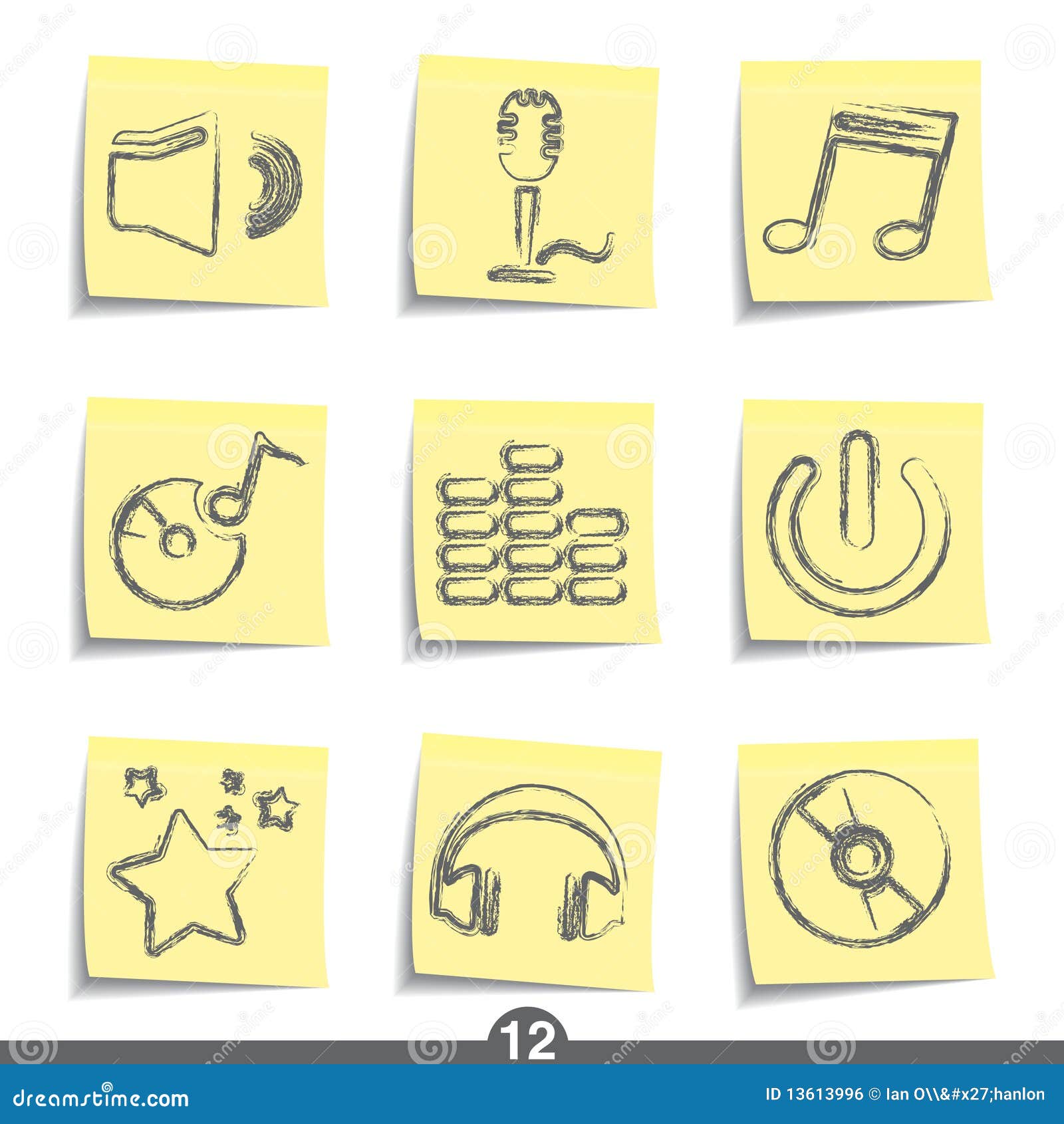 Post it series - music stock vector. Illustration of ipod - 13613996