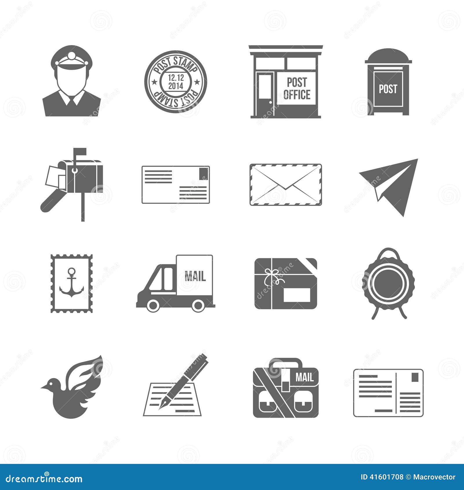 Post service icon black stock vector. Illustration of mailbox - 41601708