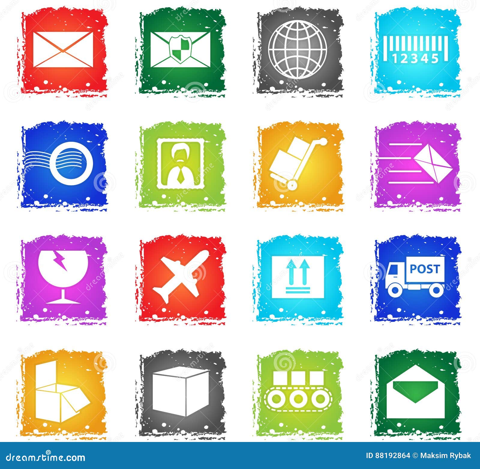 Post service icon set stock illustration. Illustration of cardboard ...