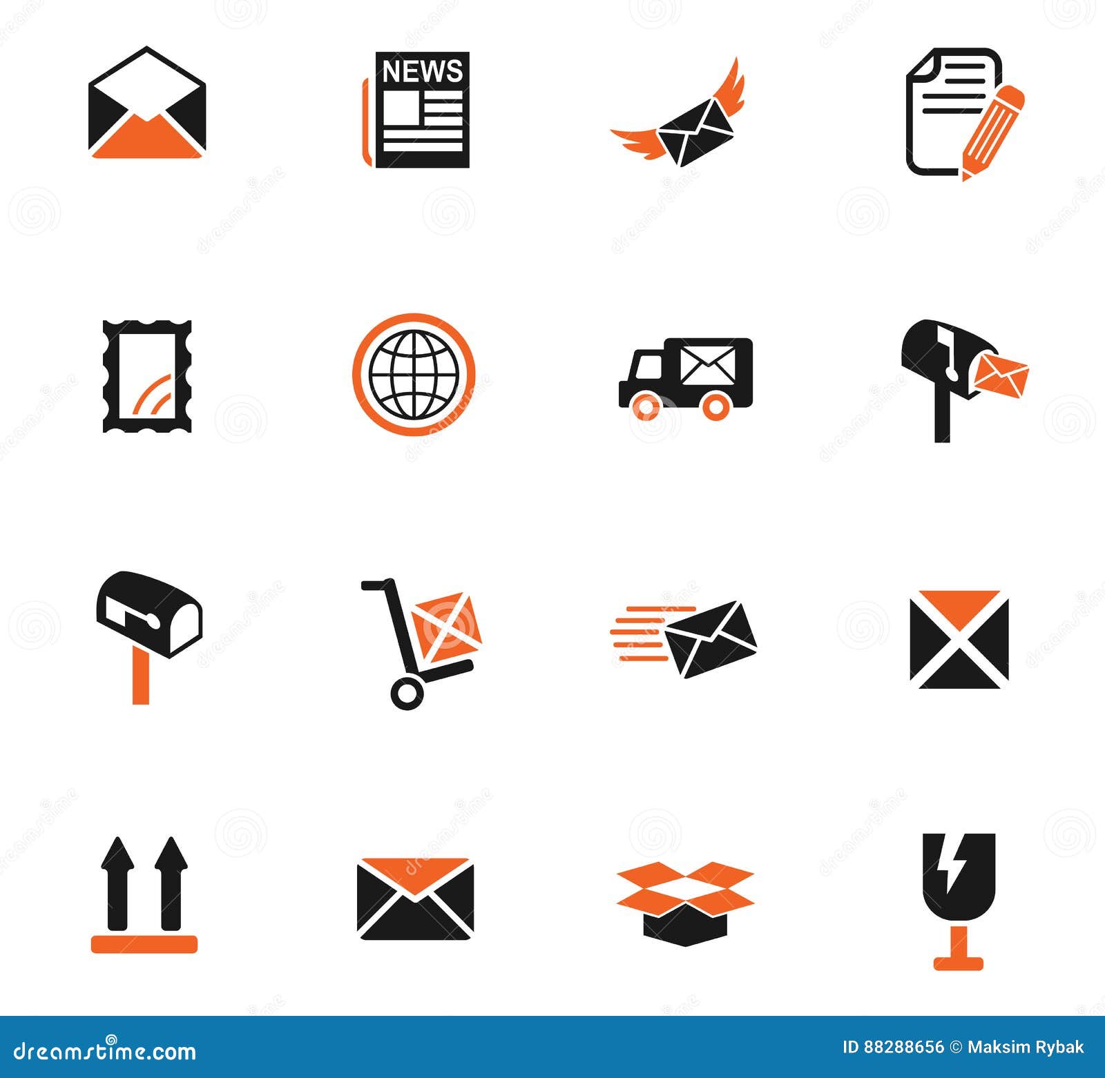 Post service icon set stock illustration. Illustration of envelope ...