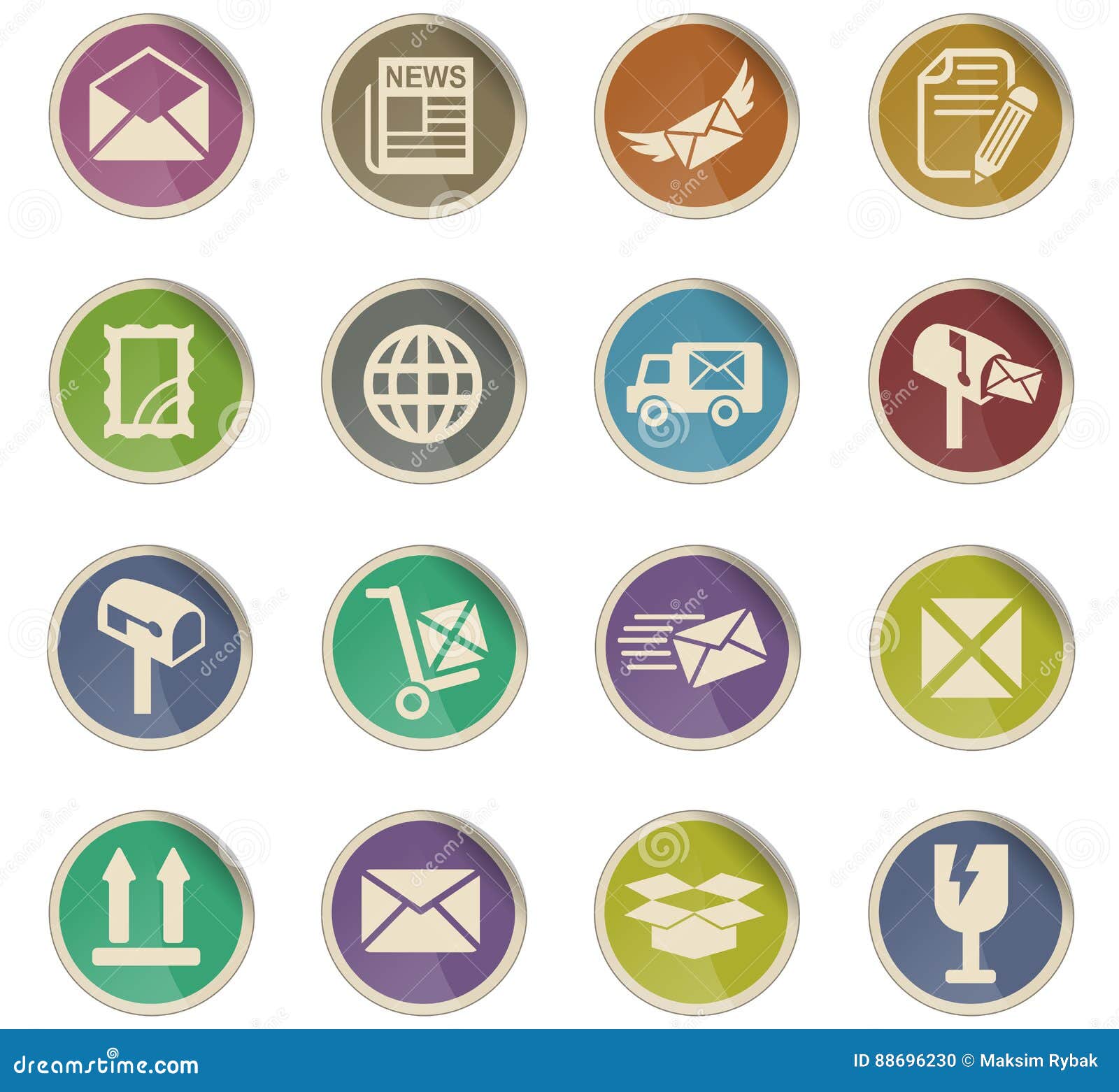 Post service icon set stock illustration. Illustration of newspaper ...