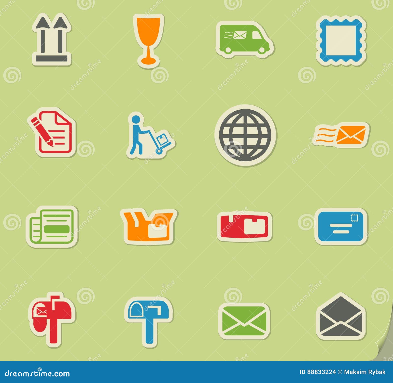 Post service simply icons stock illustration. Illustration of stamp ...