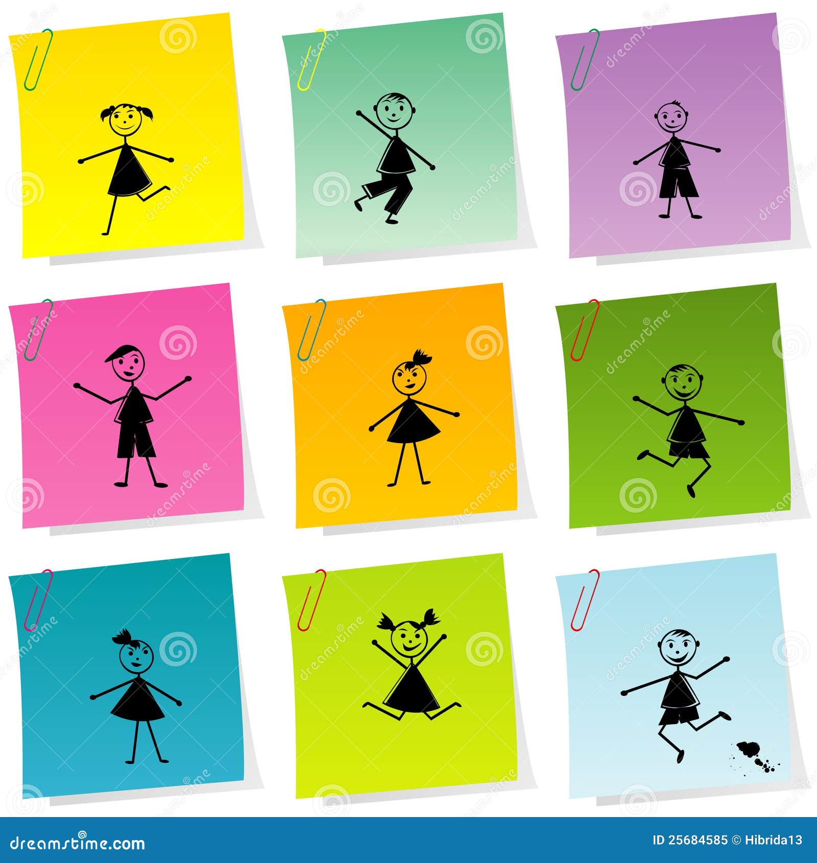 Post it Set with Hand Drawn Kids Stock Vector - Illustration of ...