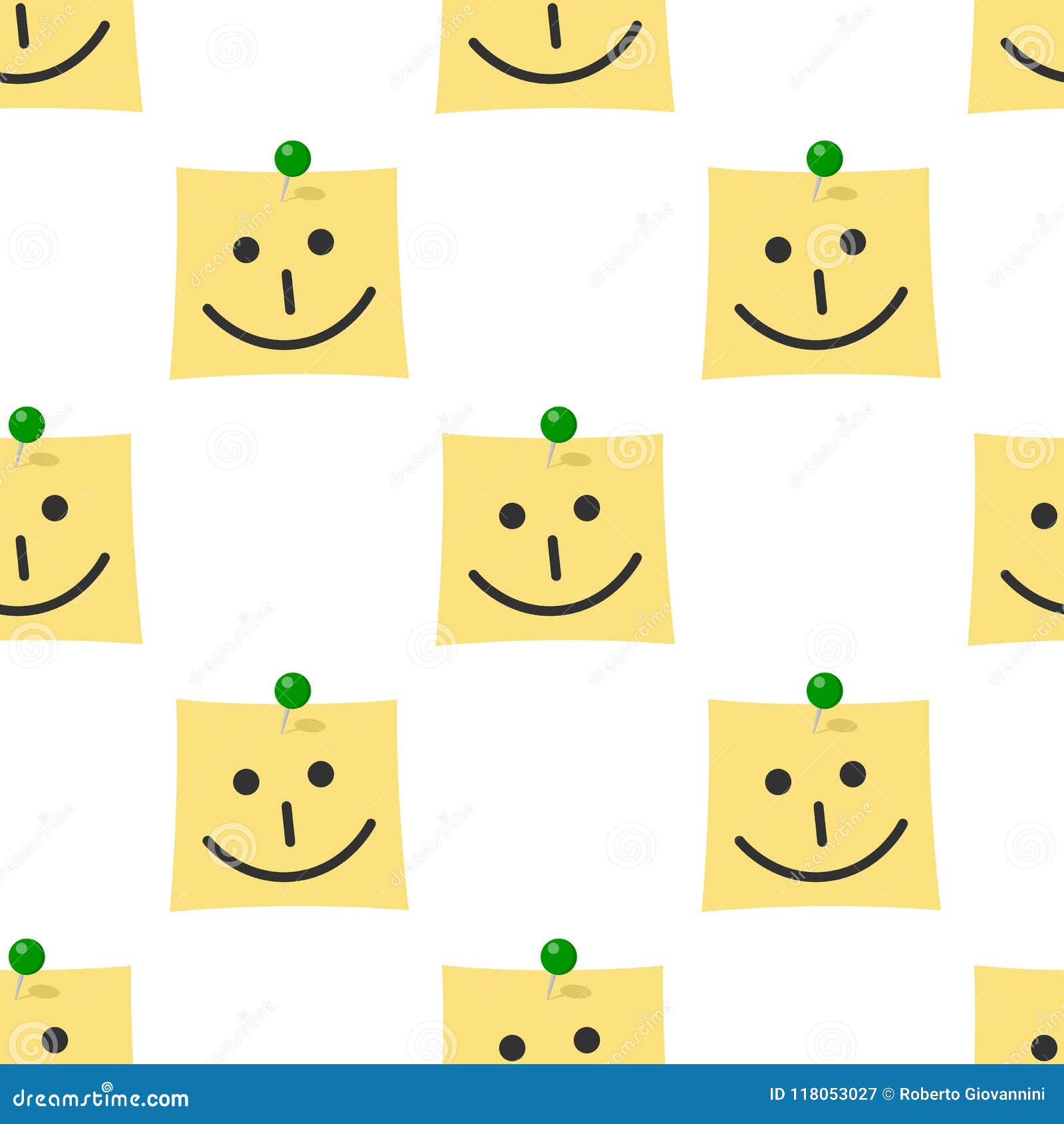 Post it with Smile Icon Seamless Pattern Stock Vector - Illustration of ...