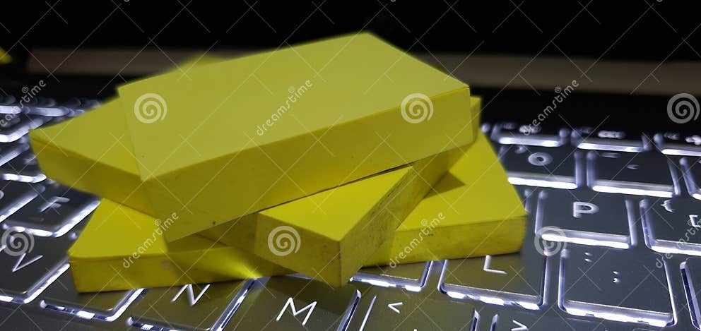 Post it Stacked on Top of Lined Keyboard Stock Photo - Image of wheel ...