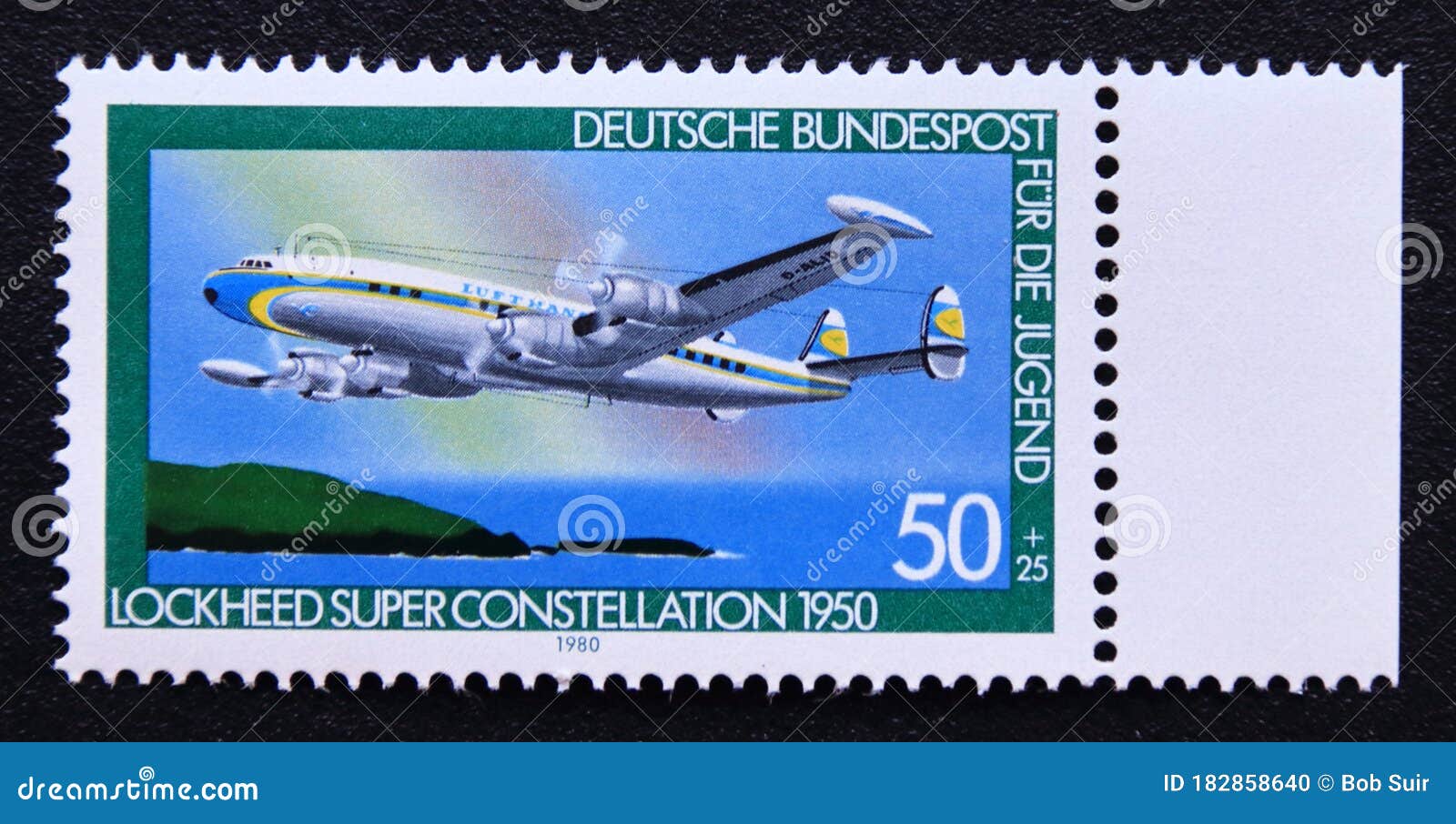 Post Stamp Germany, 1980, Lockheed Super Constellation 1950 Editorial ...