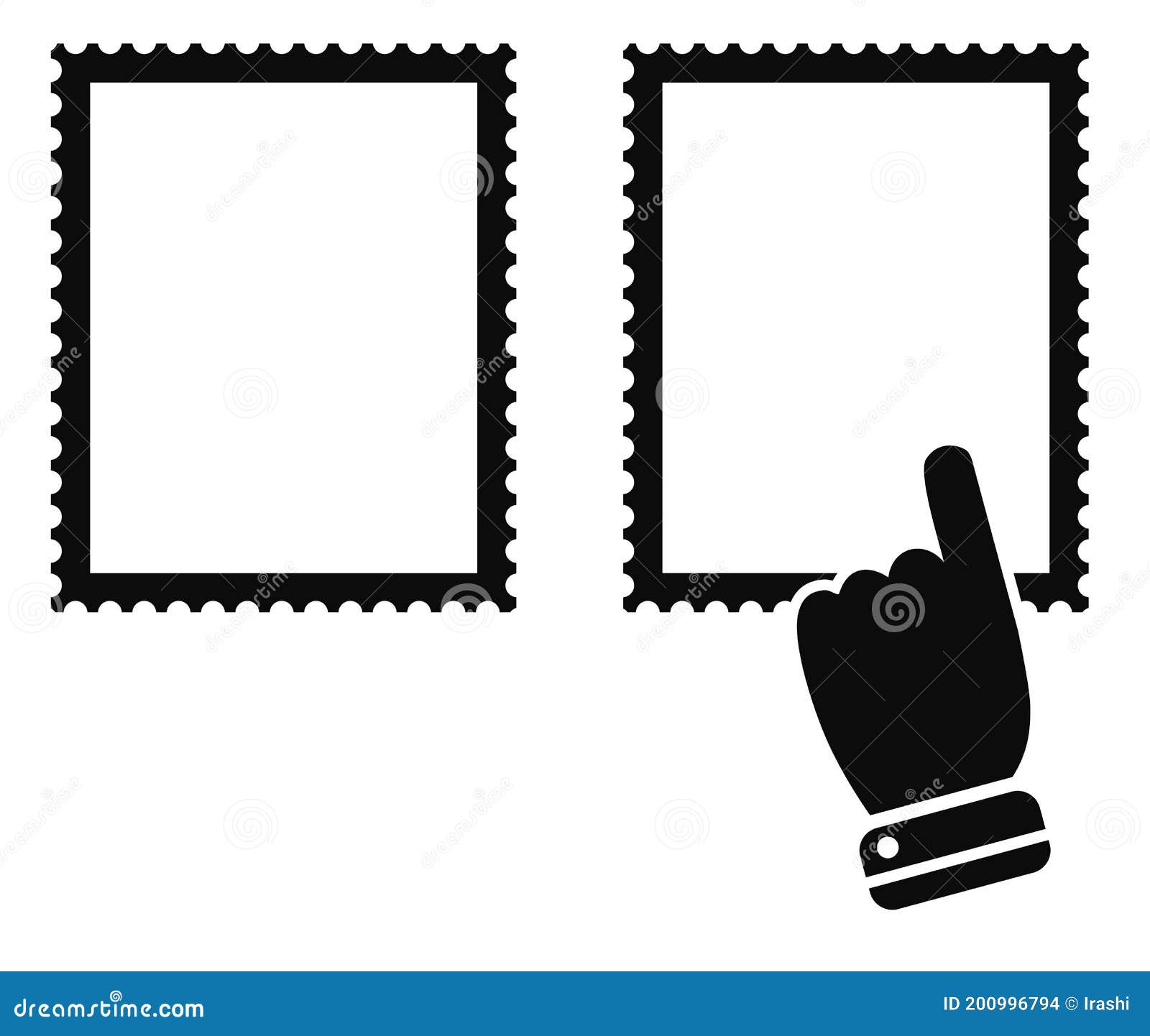 Post Stamp Mark with Hand Cursor Black Icon Stock Vector - Illustration ...