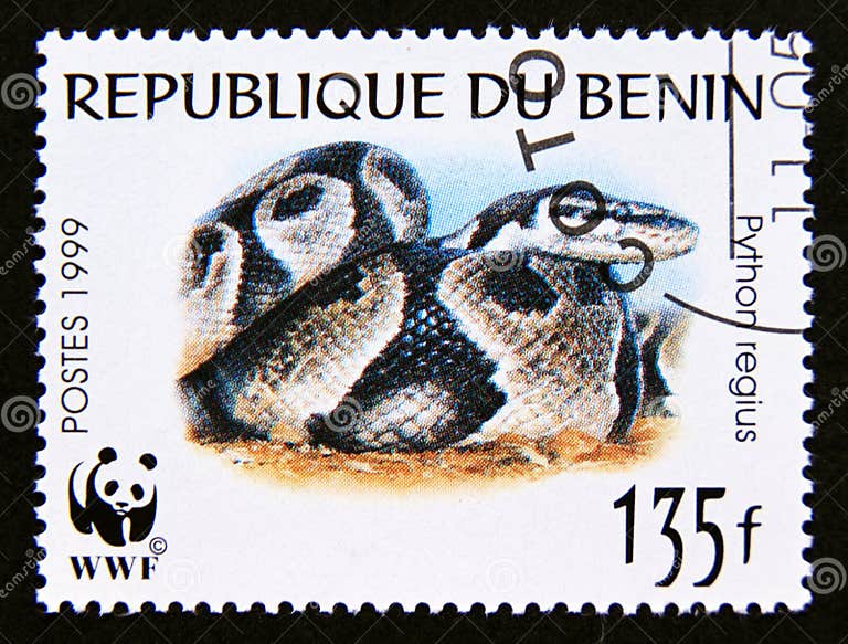 Postage Stamp Benin 1999. Ball Phyton Python Regius Snake Editorial ...