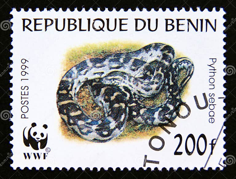 Postage Stamp Benin 1999. Ball Phyton Python Regius Snake Editorial ...