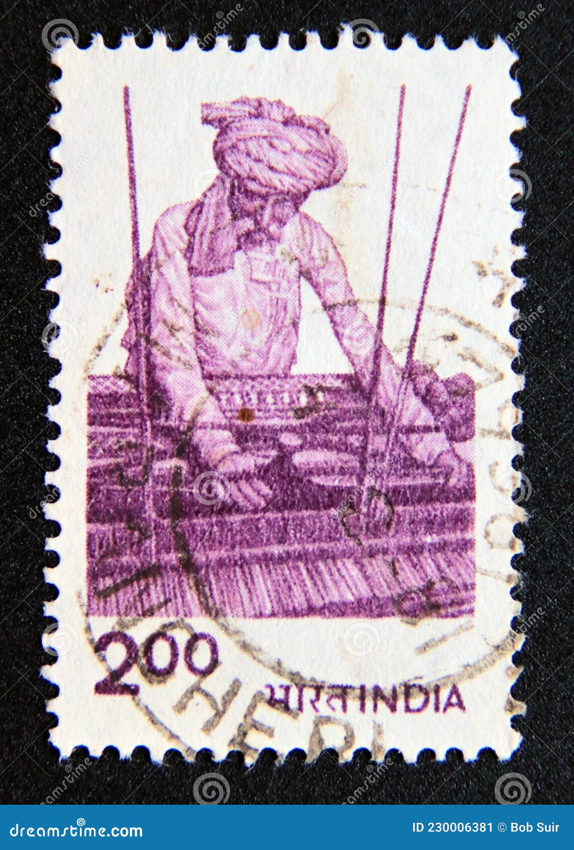 Postage Stamp India, 1980. Worker Using a Handloom Editorial Photo ...