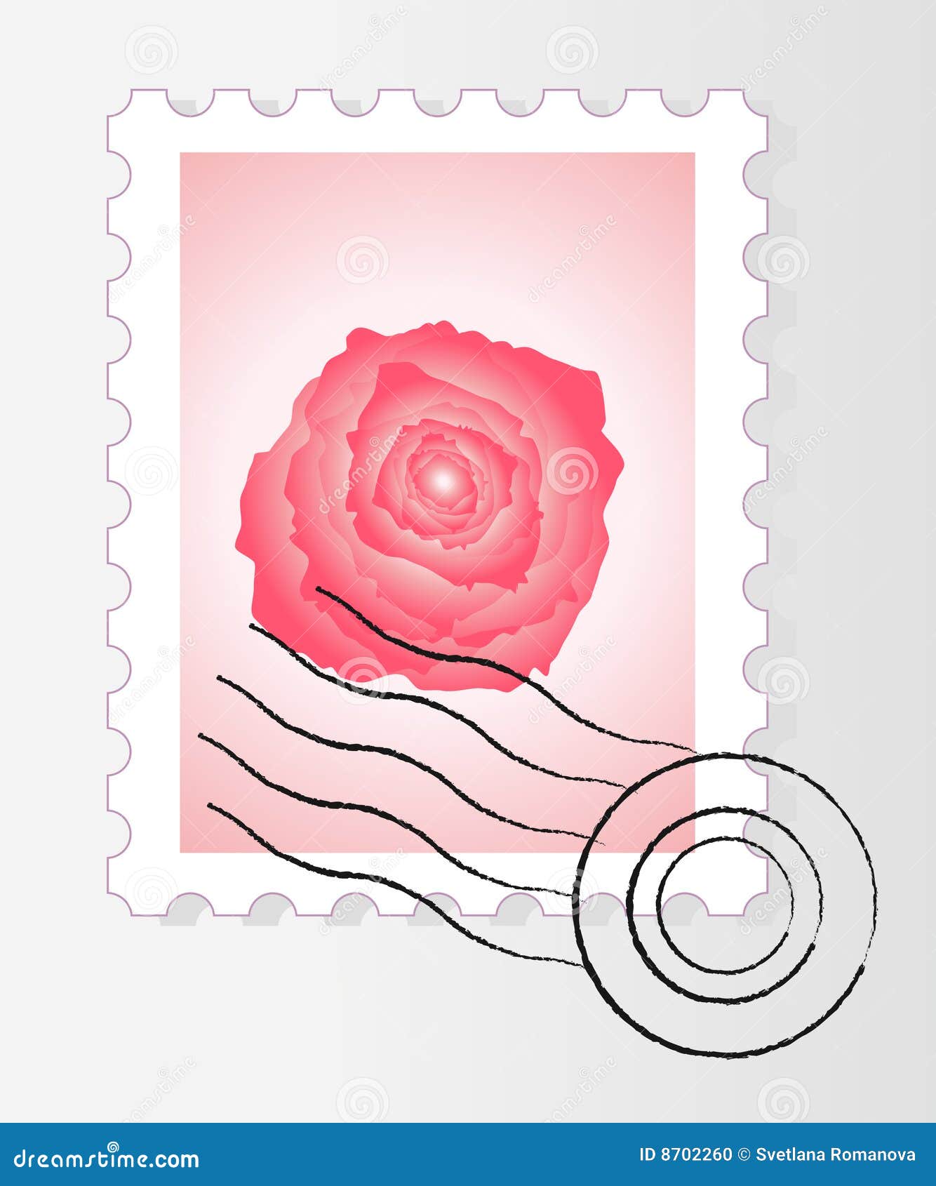 Post stamp with rose stock vector. Illustration of cartoon - 8702260