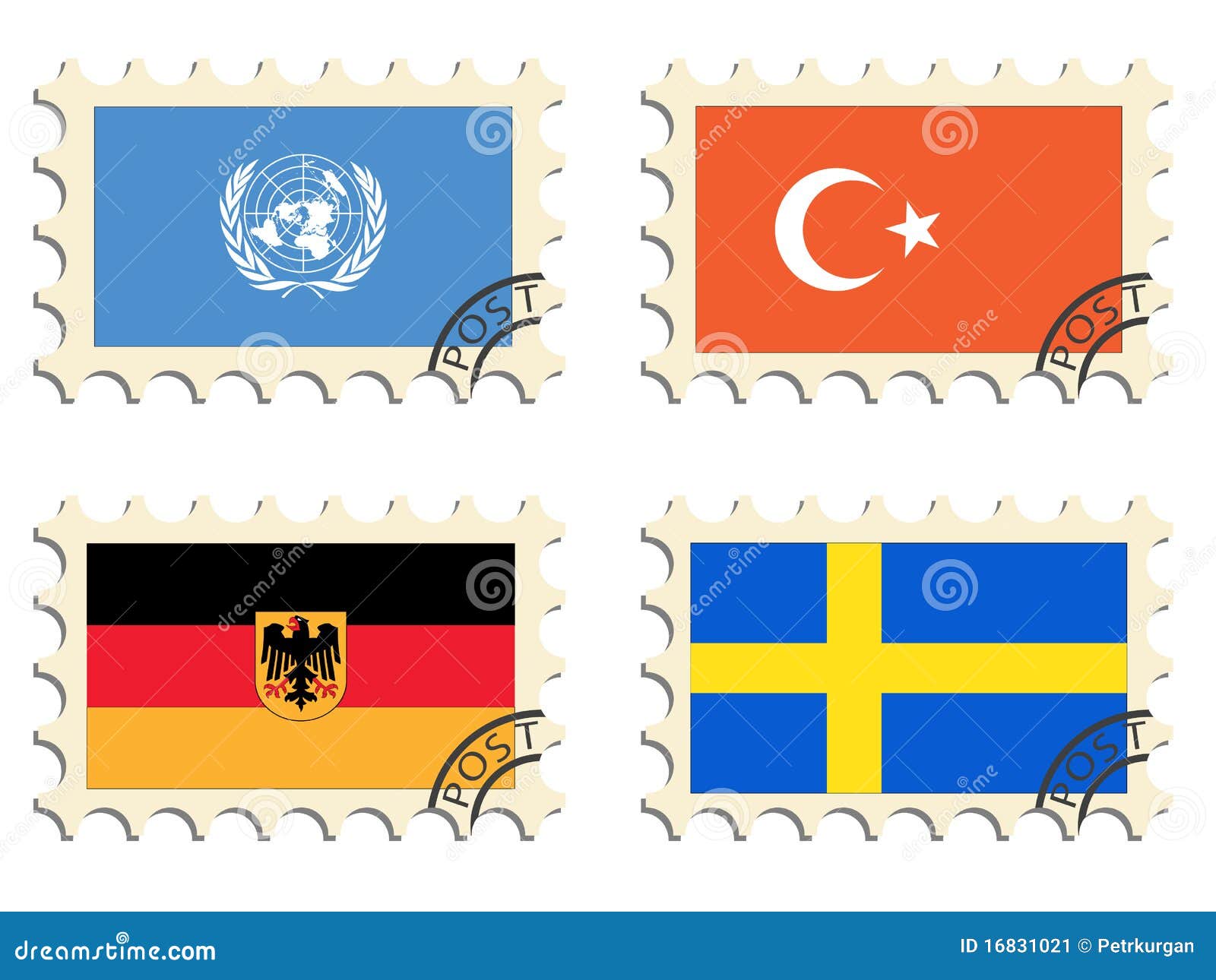 The Post Stamps of the Countries Stock Vector - Illustration of white ...