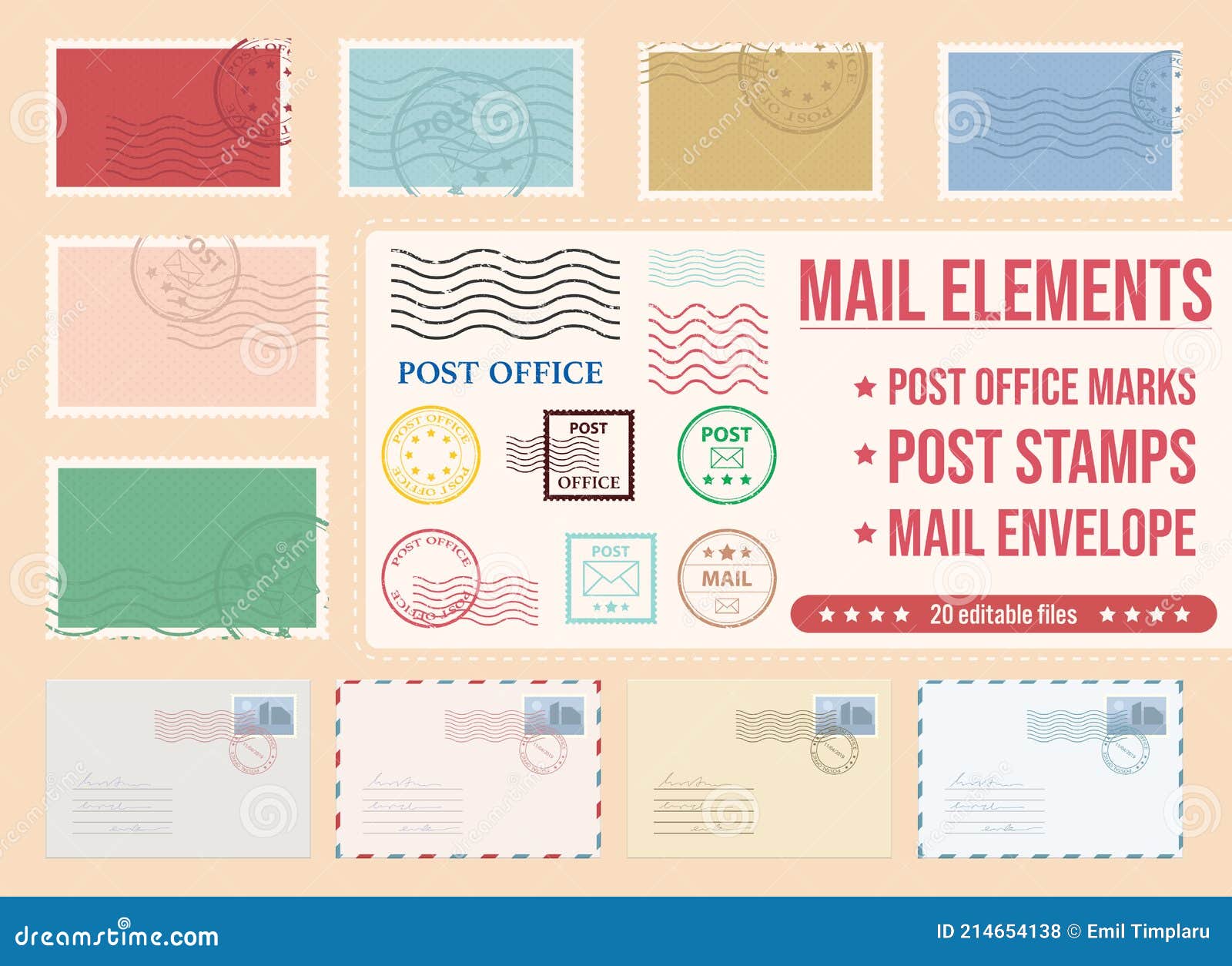 Post Stamps and Envelope Vector Design Illustration Isolated on ...