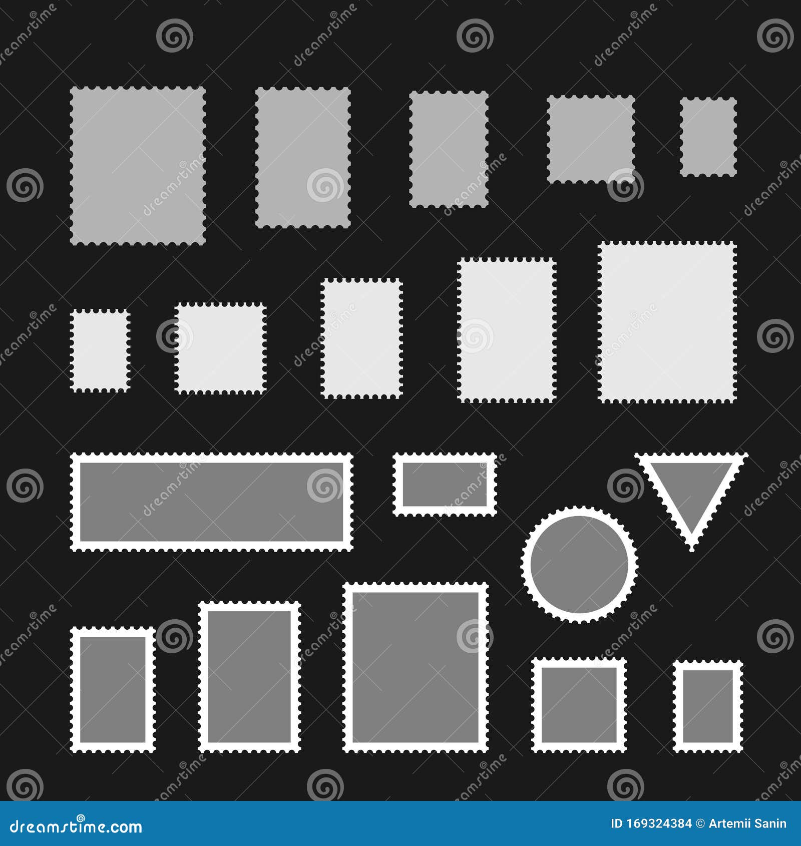 Post Stamps Set. Different Postage Symbols Stock Vector - Illustration ...