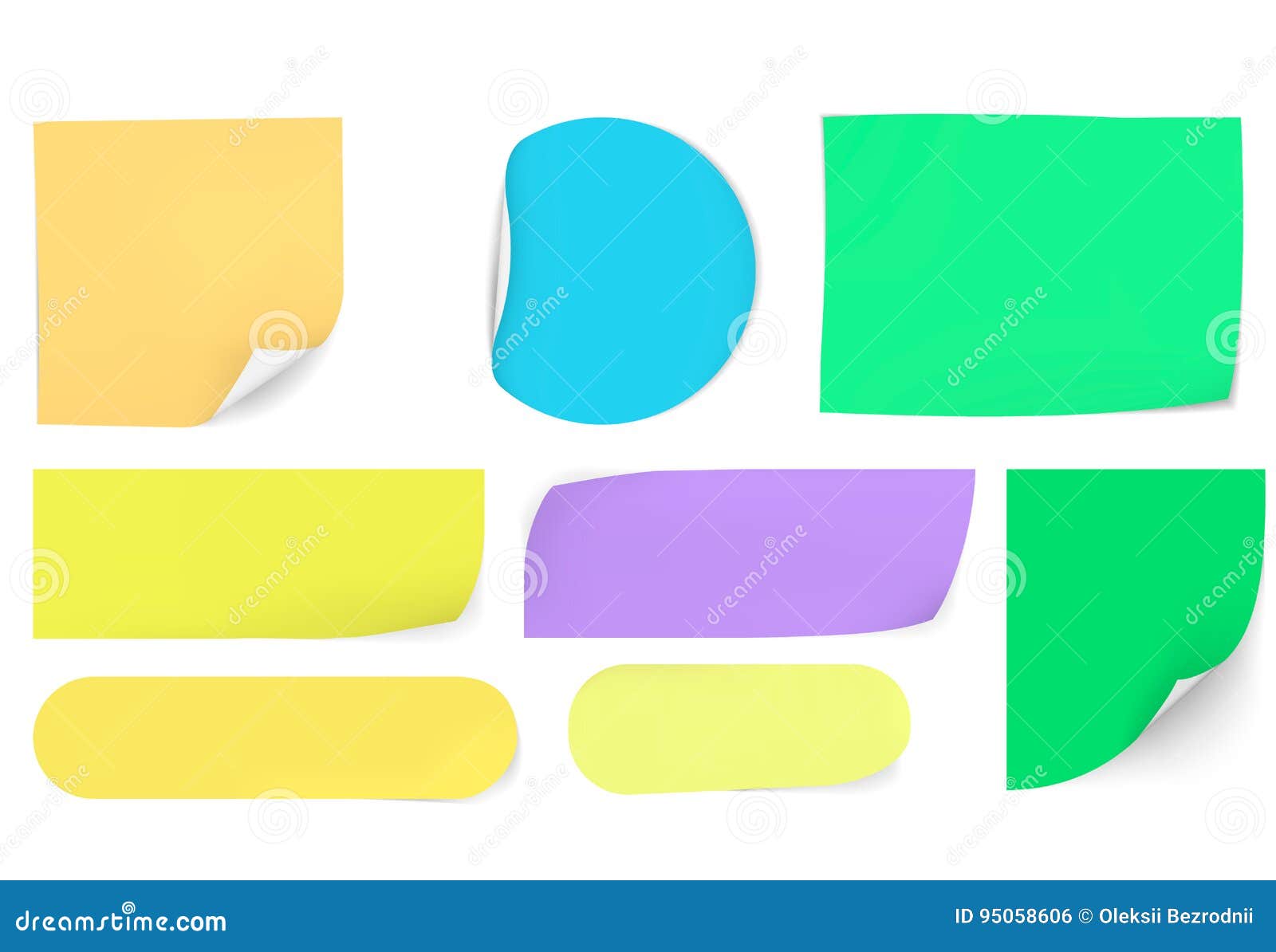 Sticky Colored Notes. Post Note Paper Vector Realistic Pictures ...