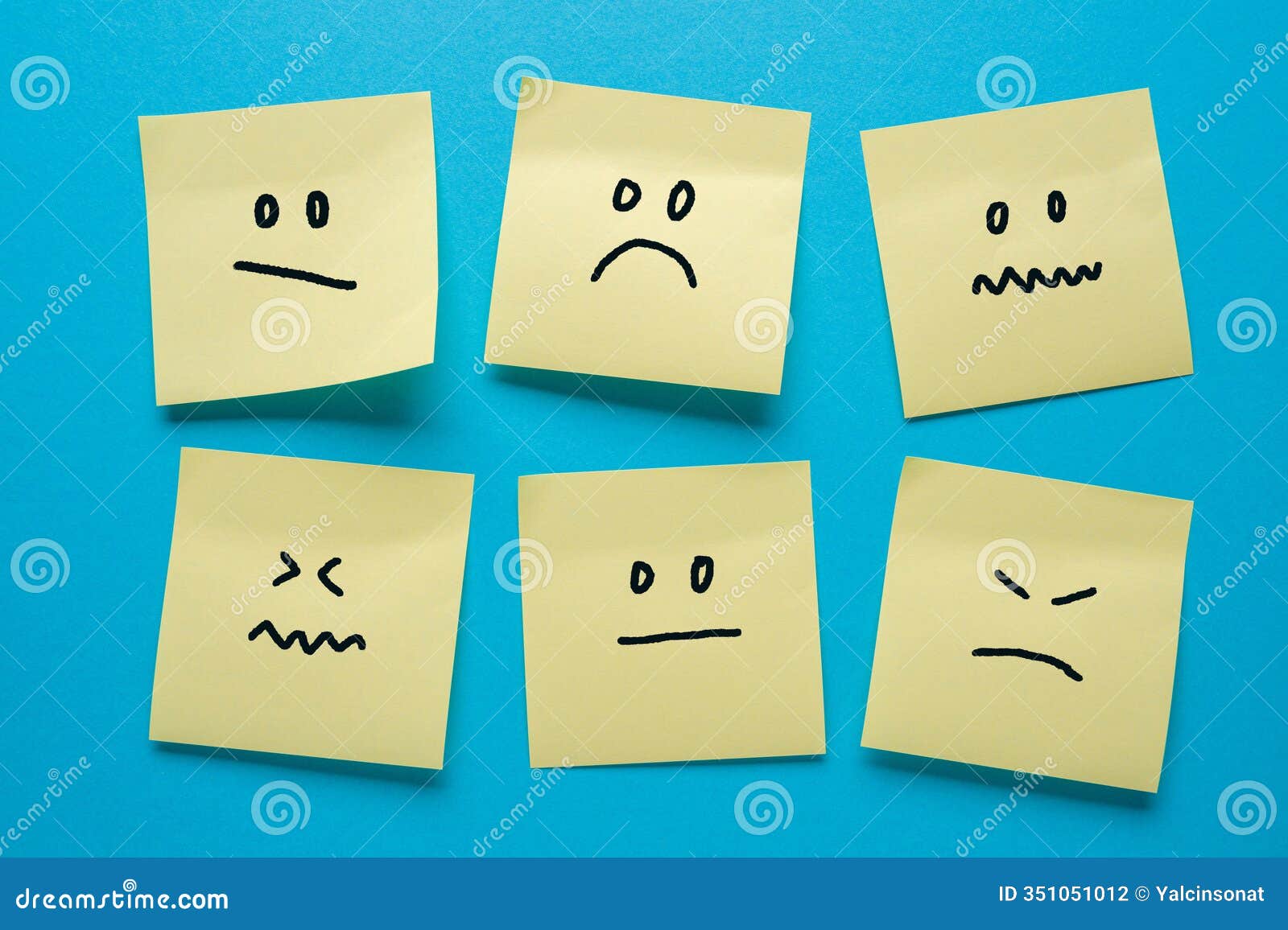 Post-it or Sticky Notes with Different Sad and Angry Emotions Stock ...