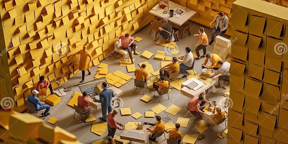 Post it and Teamwork and Time Management. Stock Illustration ...