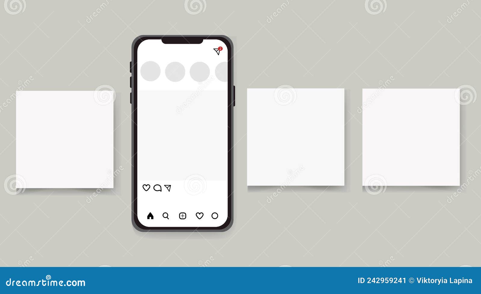 Post Template on Iphone Vector Illustration. Perfect Social Media Post ...