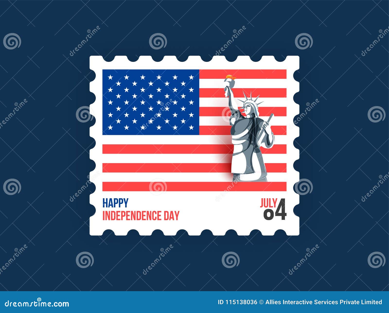 Post Ticket with Statue of Liberty. Stock Illustration - Illustration ...