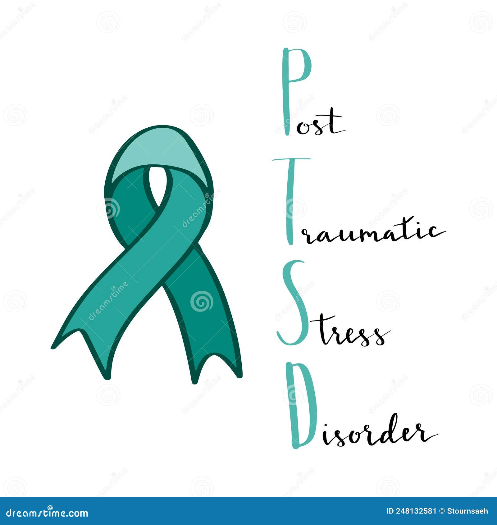 Post Traumatic Stress Disorder Hand Lettering Vector Illustration with ...