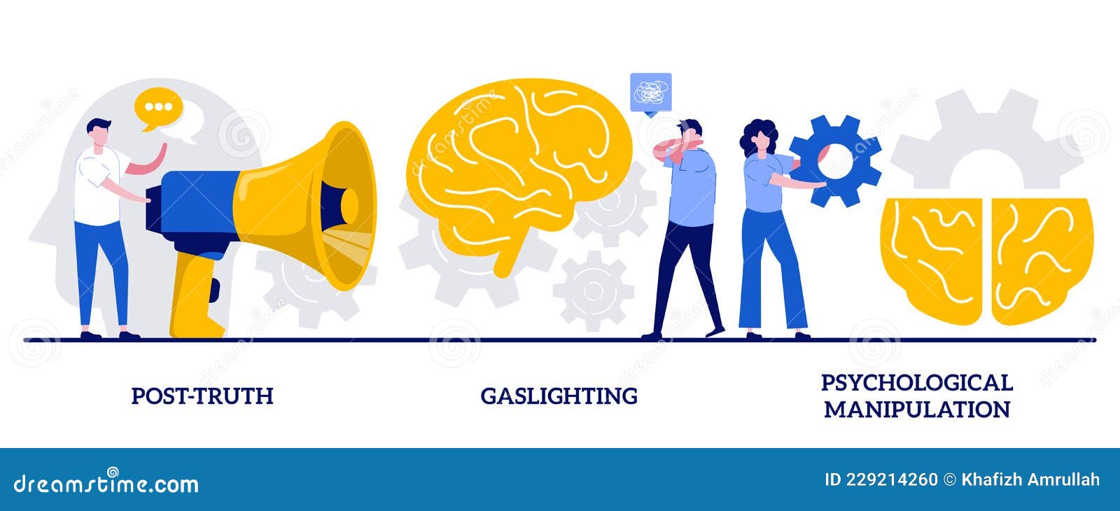 Post-truth, Gaslighting, Psychological Manipulation Concept with Tiny ...