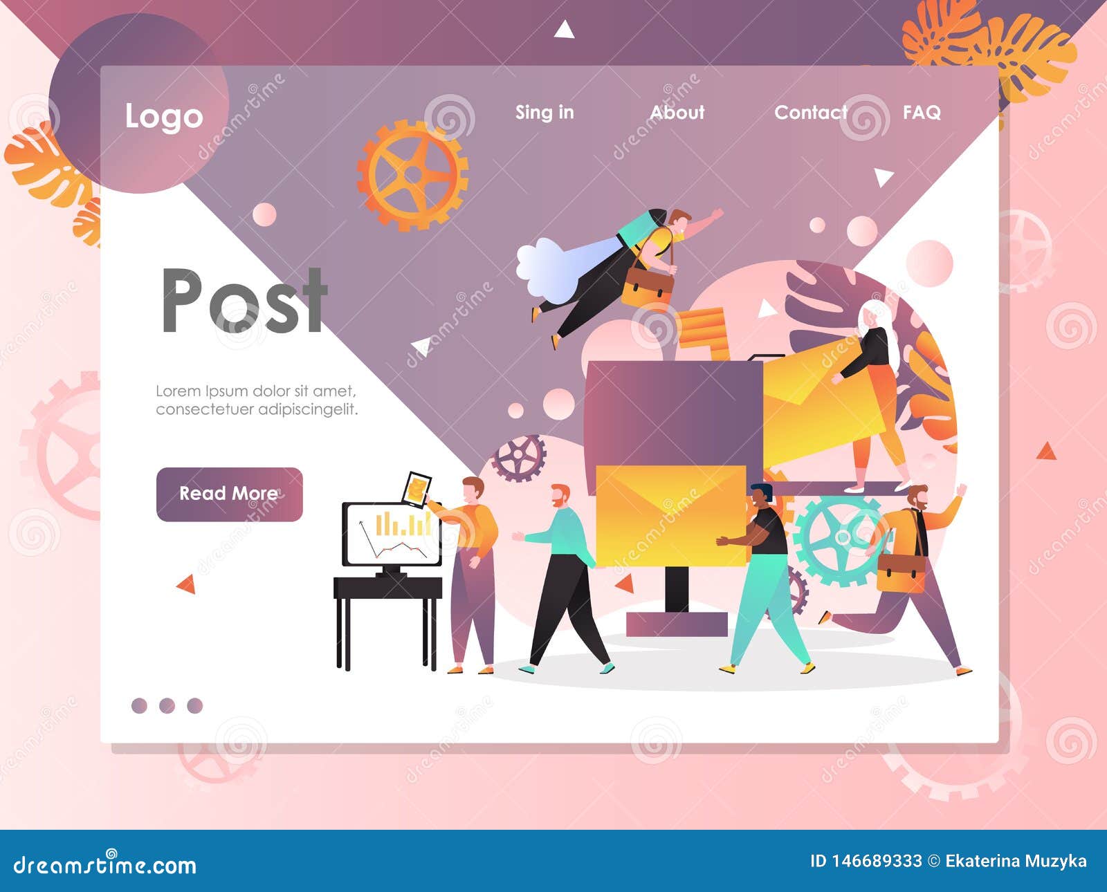 Post Vector Website Landing Page Design Template Stock Vector ...
