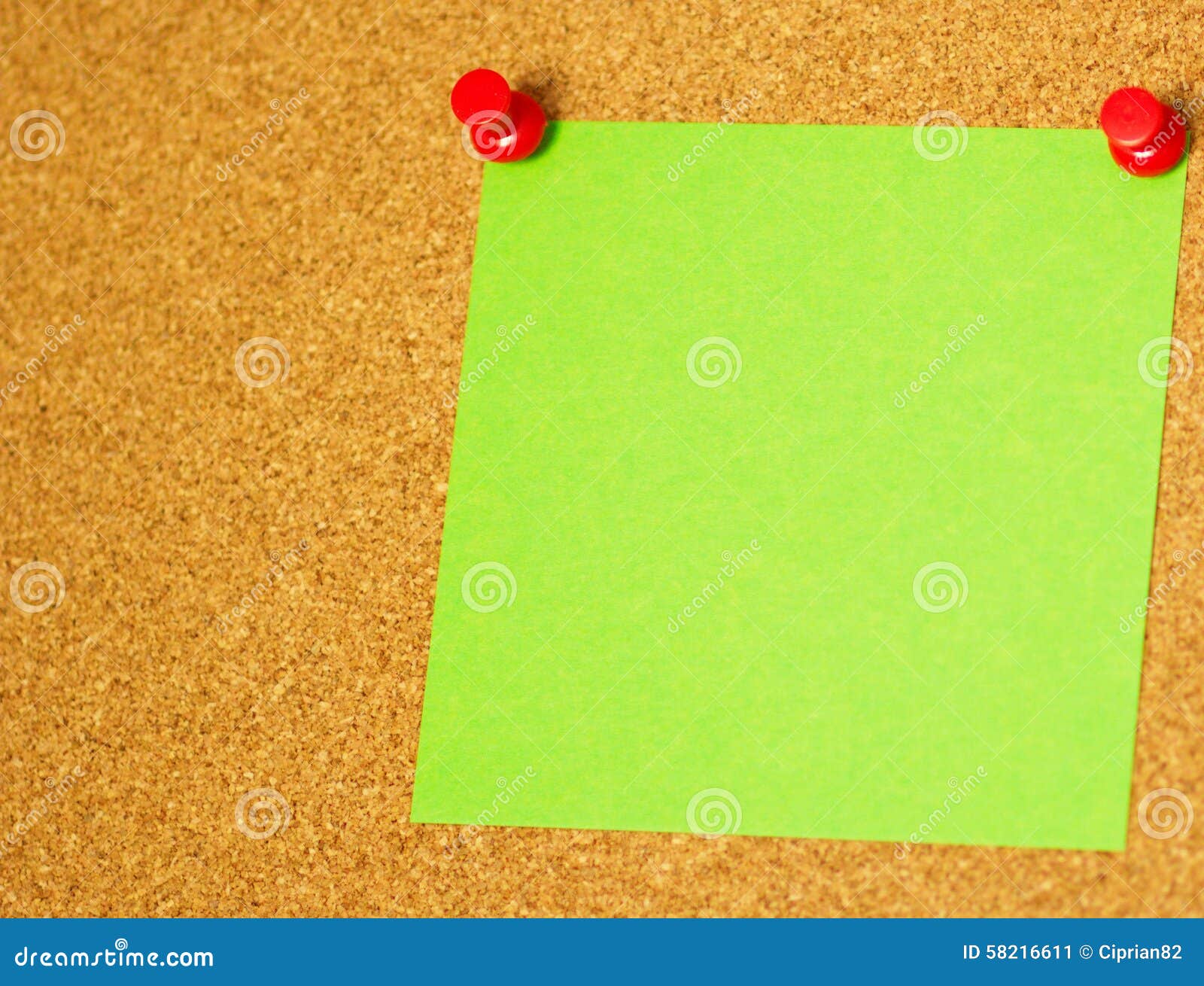 Post-it Vert Sur Un Fond De Coarkboard Image stock - Image du note ...