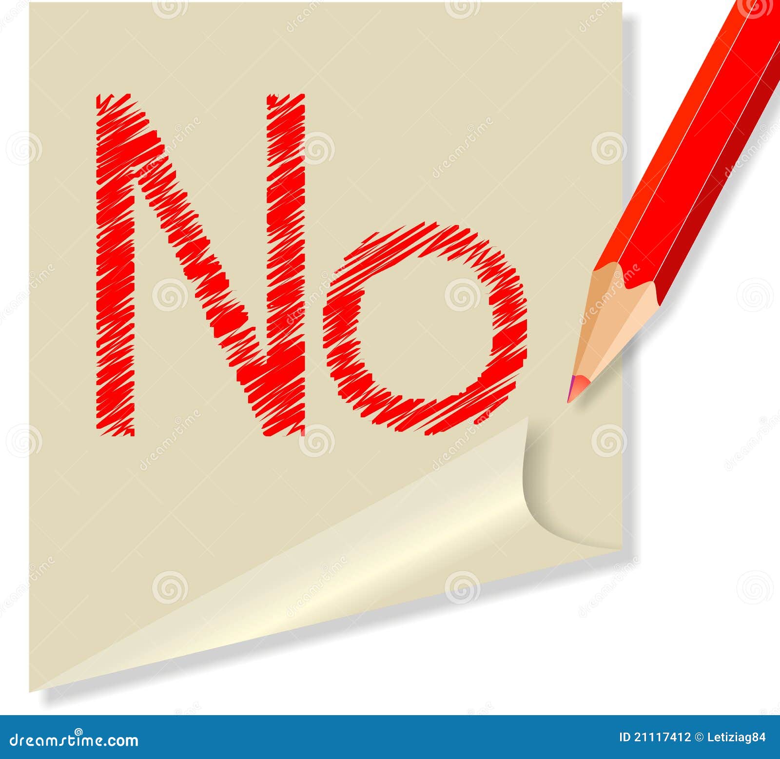 Post it with the word No stock vector. Illustration of green - 21117412