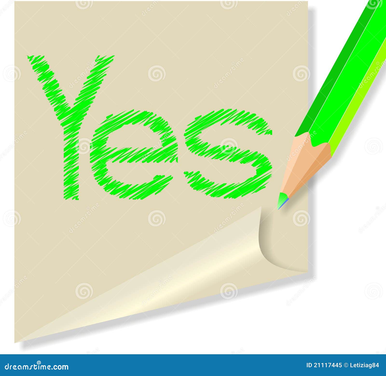 Post it with the word Yes stock vector. Illustration of sign - 21117445