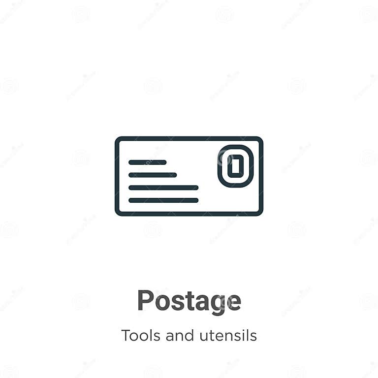Postage Outline Vector Icon. Thin Line Black Postage Icon, Flat Vector ...