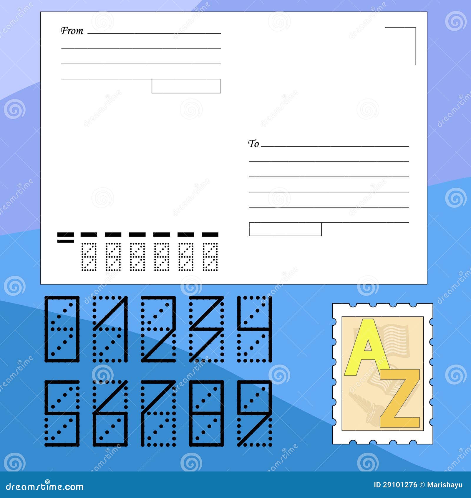 Postage set stock vector. Illustration of four, five - 29101276