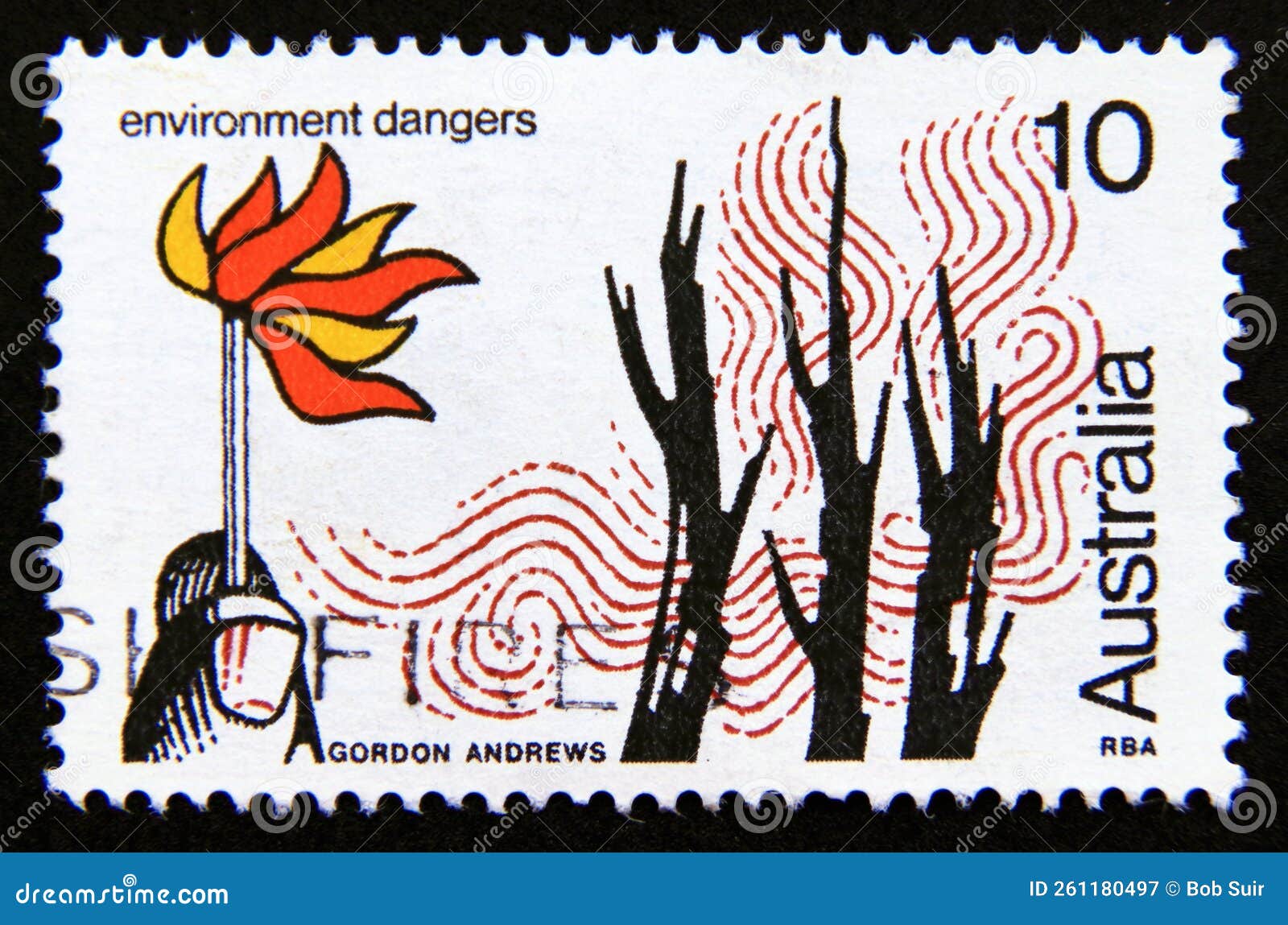Postage Stamp Australia, 1970. Bushfire Environment Danger Editorial ...