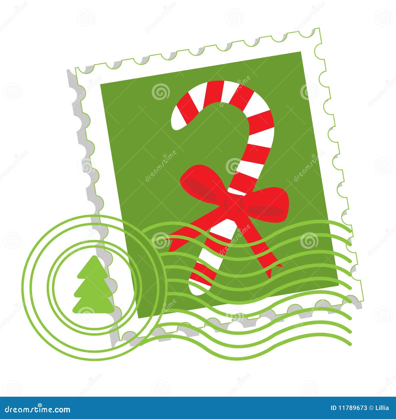 Postage Stamp with Candy Cane Stock Vector - Illustration of cane ...