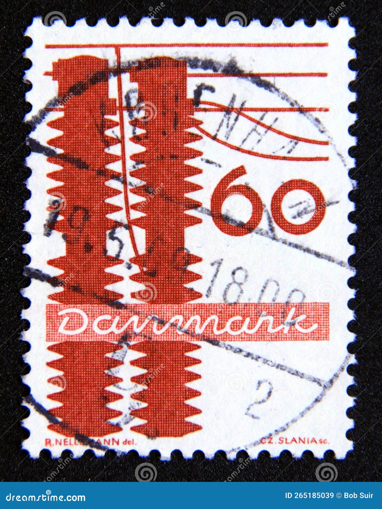 Postage Stamp Denmark, 1968. Electric Power Industry Editorial Stock ...