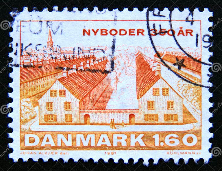 Postage Stamp Denmark, 1981. Nyboder Naval Barracks, Copenhagen Editorial Stock Photo - Image of ...
