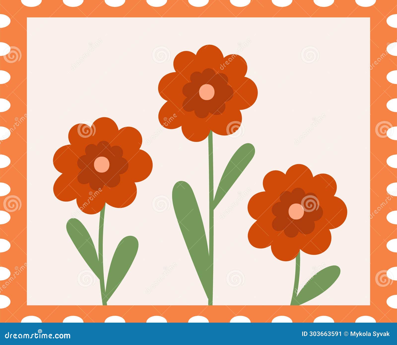Postage Stamp with Flowers stock vector. Illustration of post - 303663591