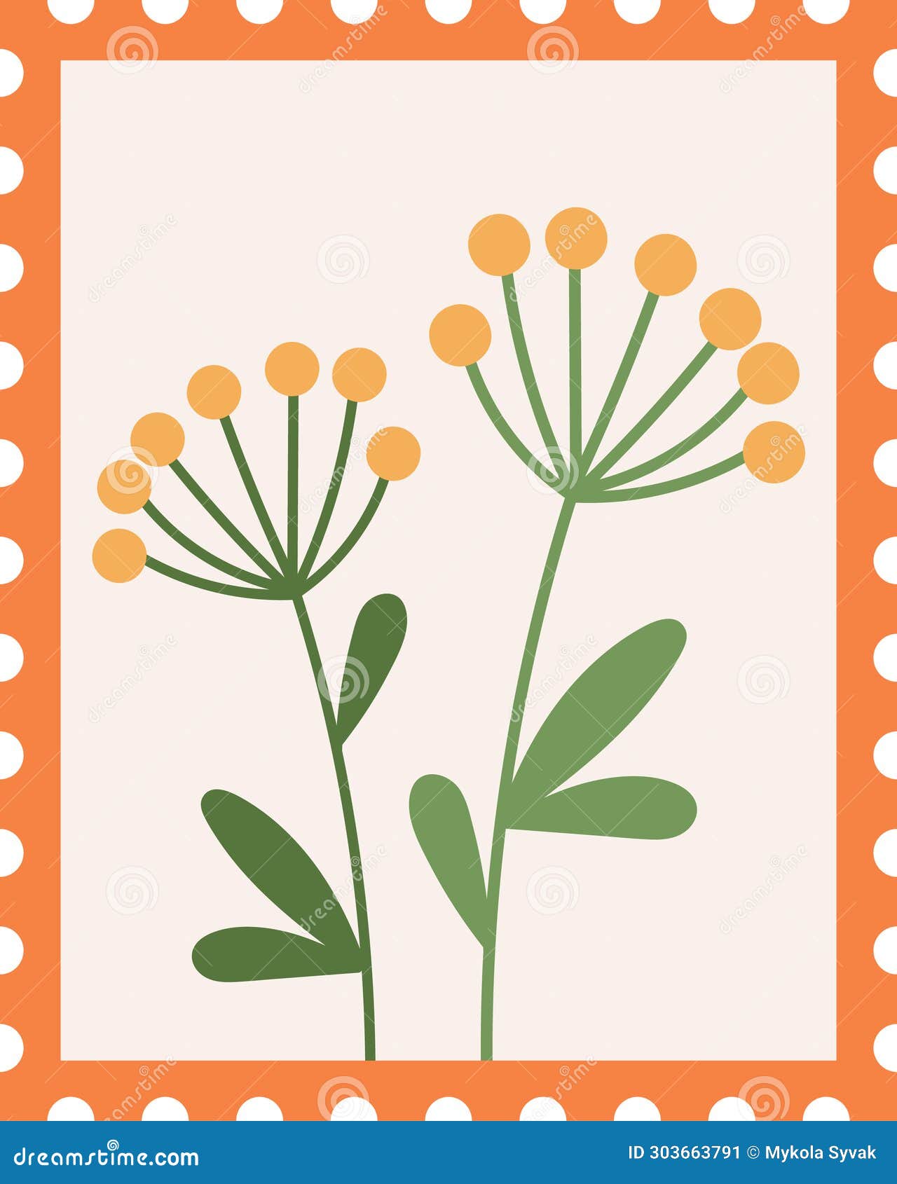 Postage Stamp with Flowers stock illustration. Illustration of flower ...