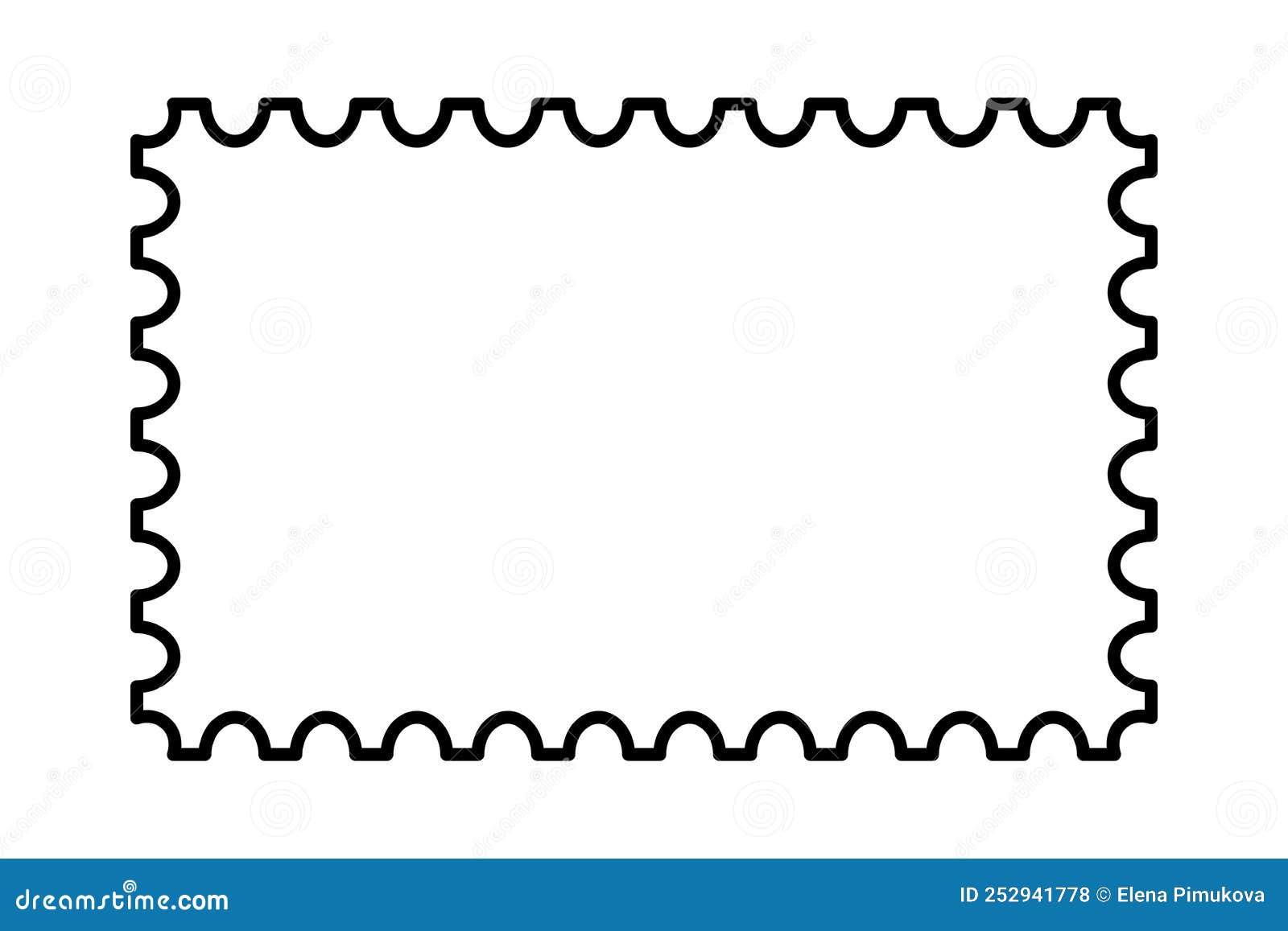 Postage Stamp Frame. Empty Border Template for Postcards and Letters Stock Vector - Illustration ...