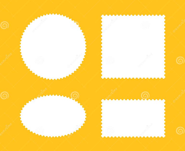 Postage Stamp Frames. Empty Oval, Rectangular Borders, Backdrops for ...