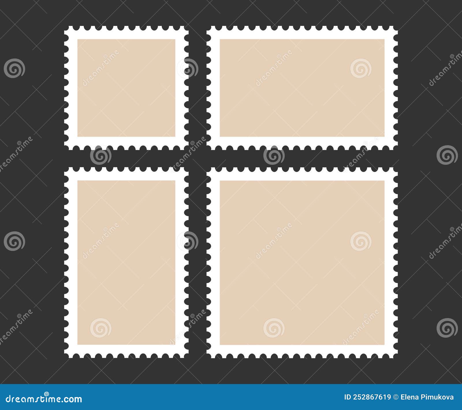 Postage Stamp Frames Set. Empty Border Template for Postcards and ...
